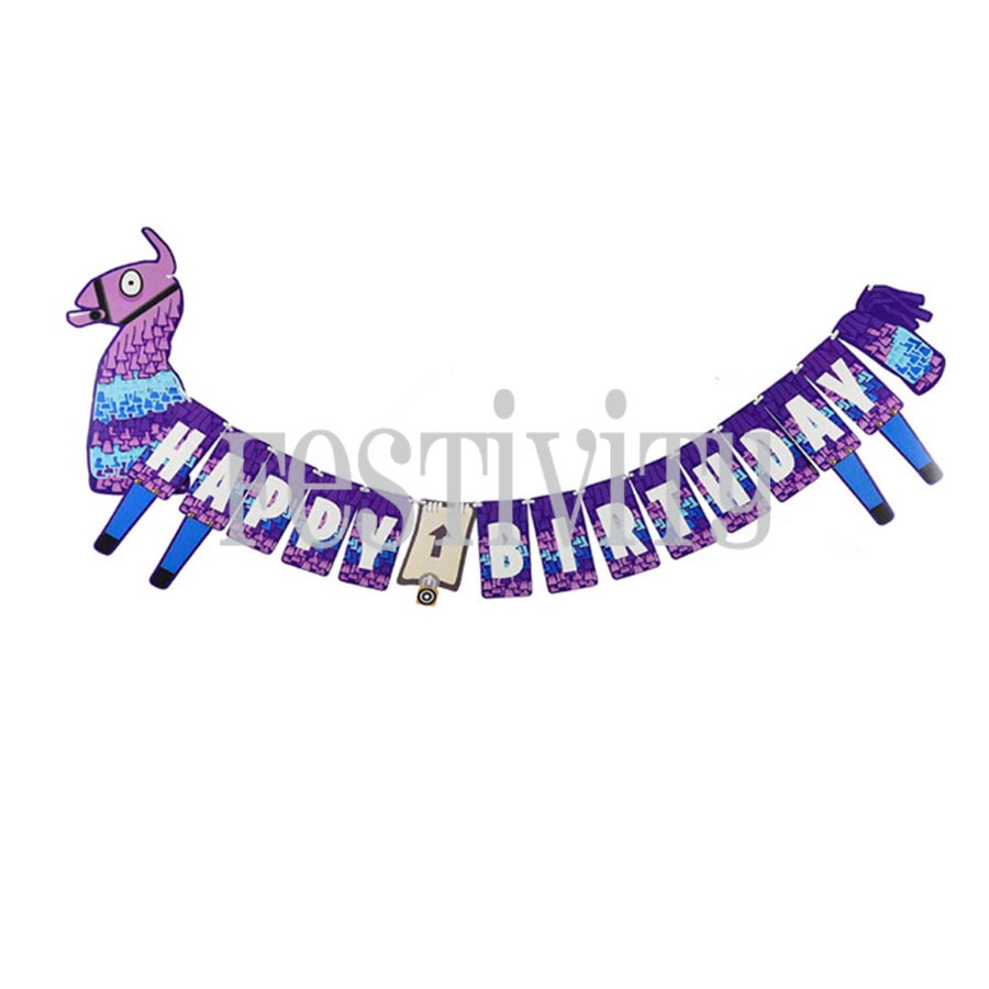 Fortnite Alpaca Shaped Happy Birthday Bunting | Festivity